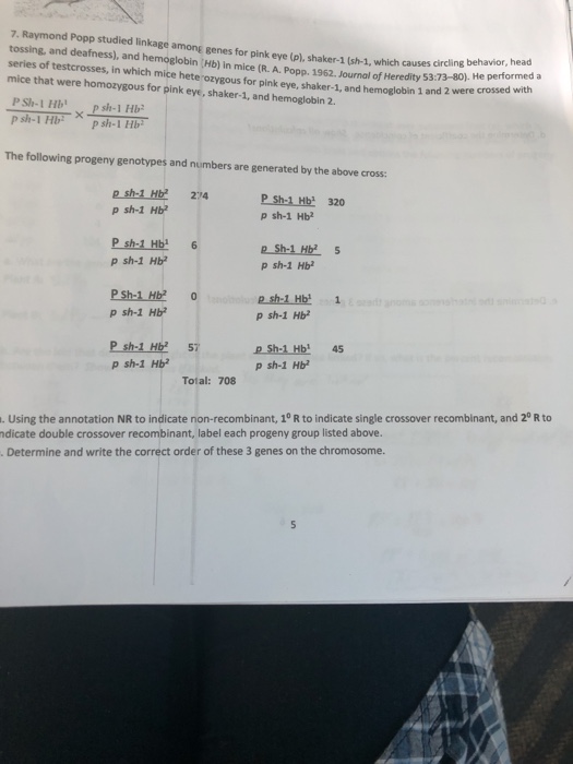 Solved 7 Raymond Popp studied linkage among genes for pink | Chegg.com