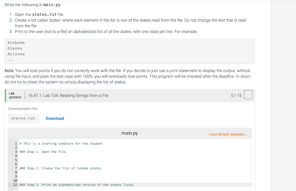 Solved 16.41 Lab 13A: Reading Strings from a File Overview | Chegg.com