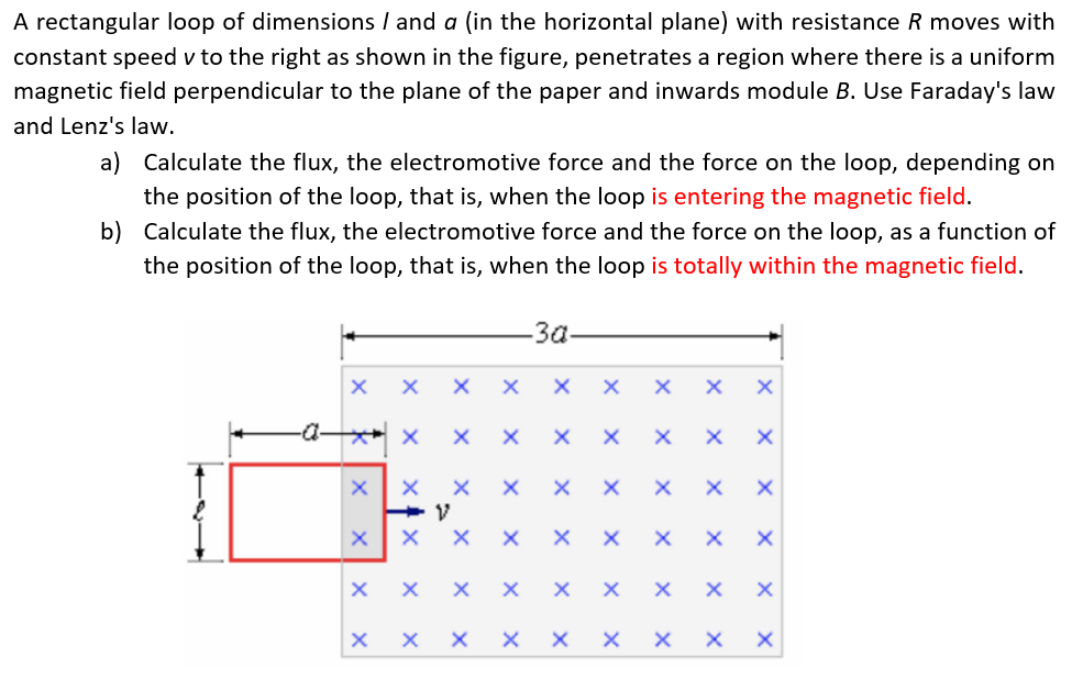 Solved A rectangular loop of dimensions l and a (in the | Chegg.com