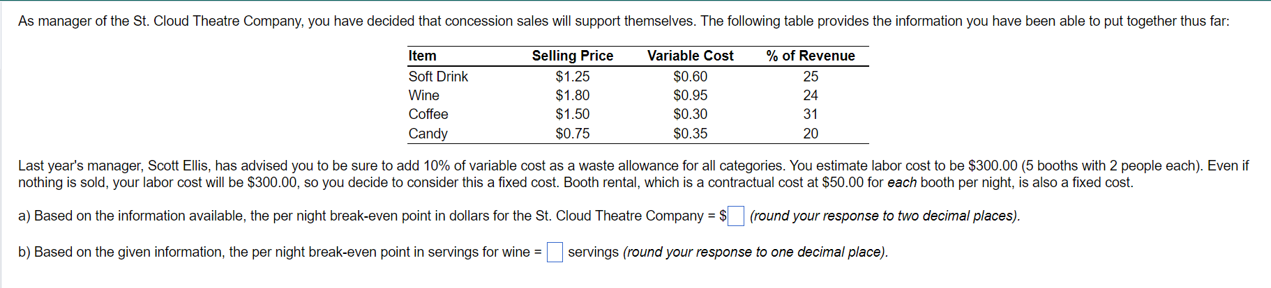 Solved Last year's manager, Scott Ellis, has advised you to | Chegg.com