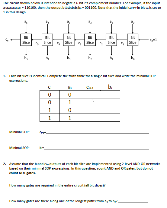 Solved The circuit shown below is intended to negate a 6-bit | Chegg.com