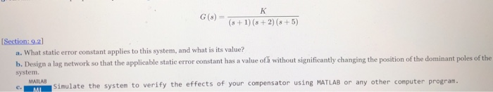 Solved 2)(s+5) a. What static error constant applies to this | Chegg.com