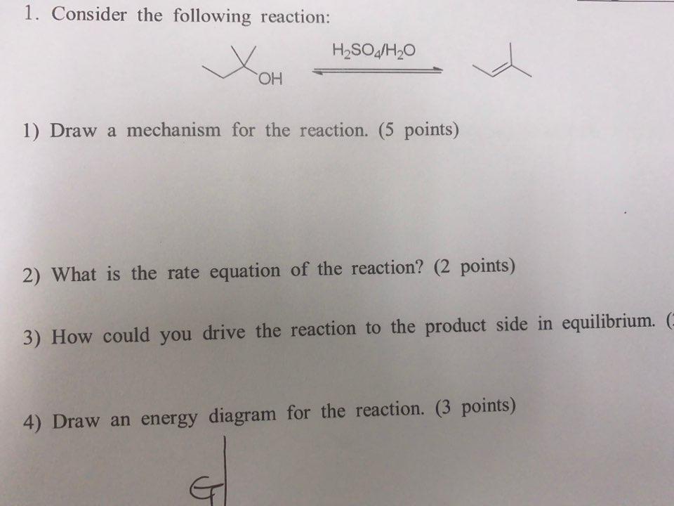 Solved 1. Consider the following reaction: H2SO4/H20 Toh 1) | Chegg.com
