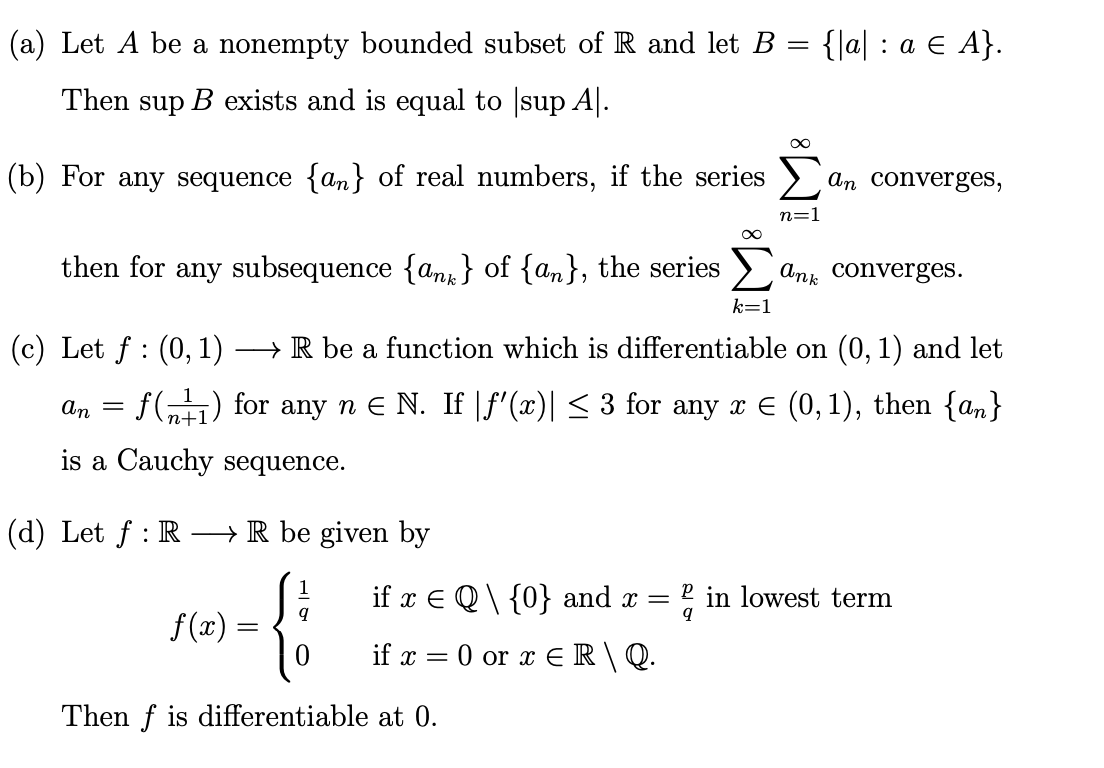 Solved (a) Let A be a nonempty bounded subset of R and let B | Chegg.com