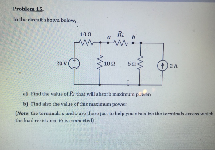 Solved In the circuit shown below, a) Find the value of R_L | Chegg.com