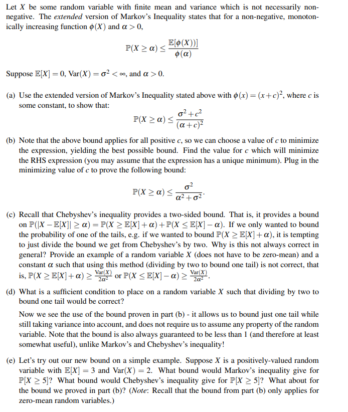 Solved Let X be some random variable with finite mean and | Chegg.com