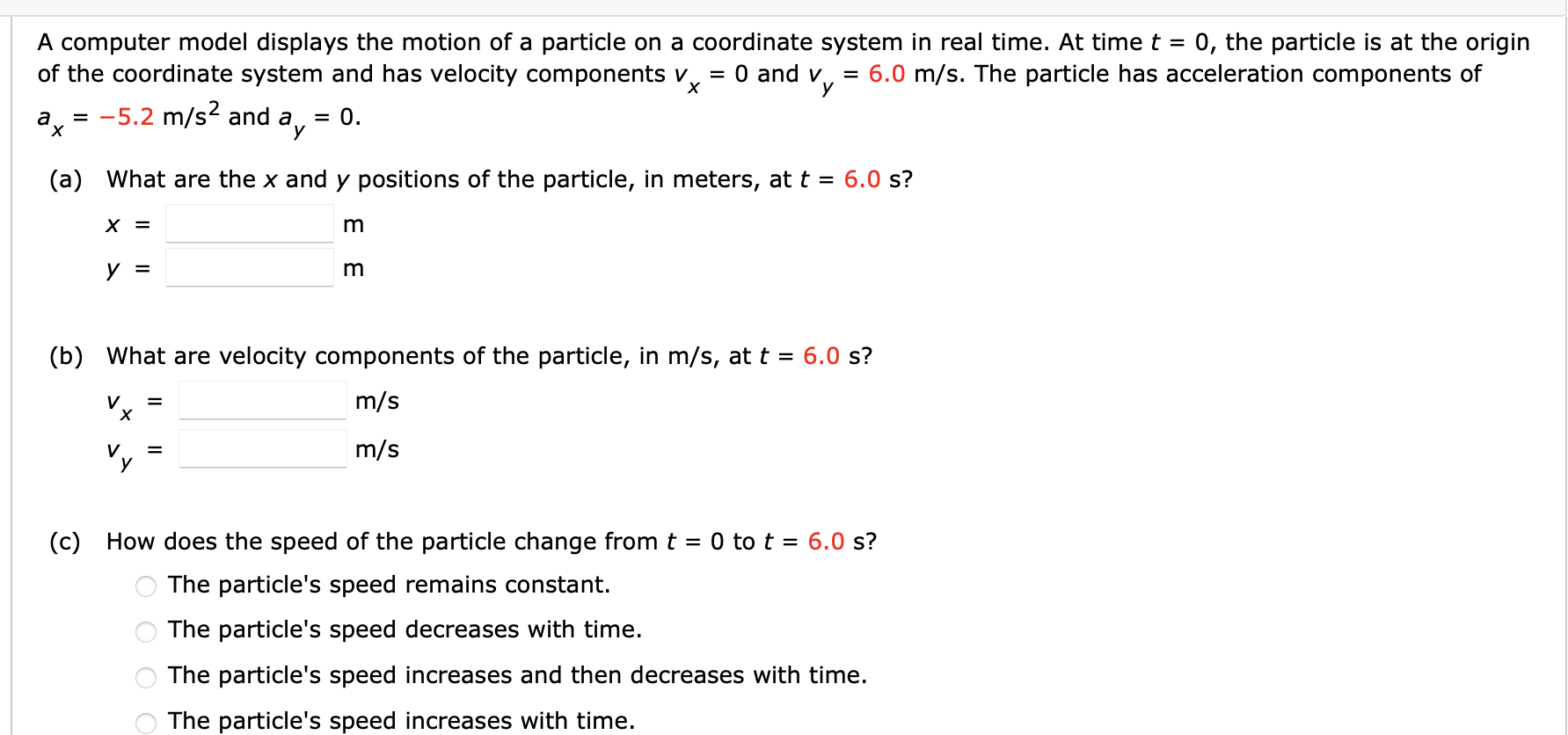 Solved A computer model displays the motion of a particle on | Chegg.com