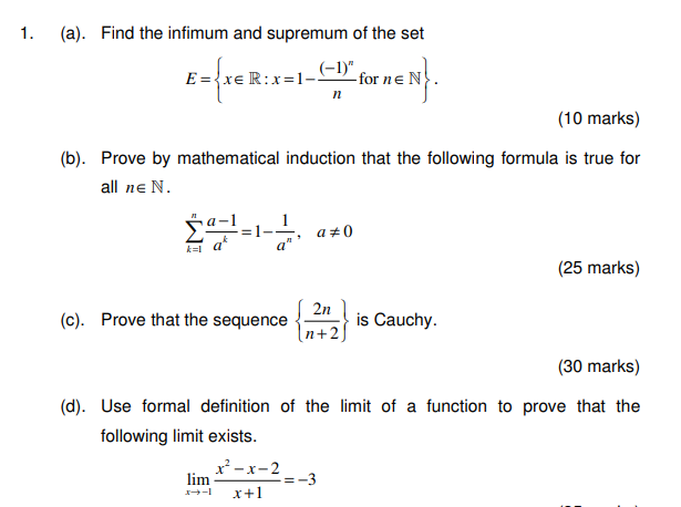 Solved 1. (a). Find the infimum and supremum of the set | Chegg.com