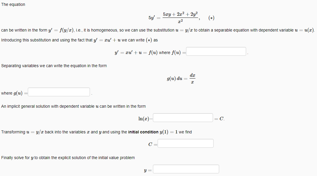 Solved The equation 5y/ 5xy + 2x2 + 2y? 22 (*) can be | Chegg.com
