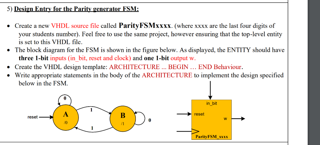 Solved 5) Design Entry for the Parity generator FSM: Create | Chegg.com