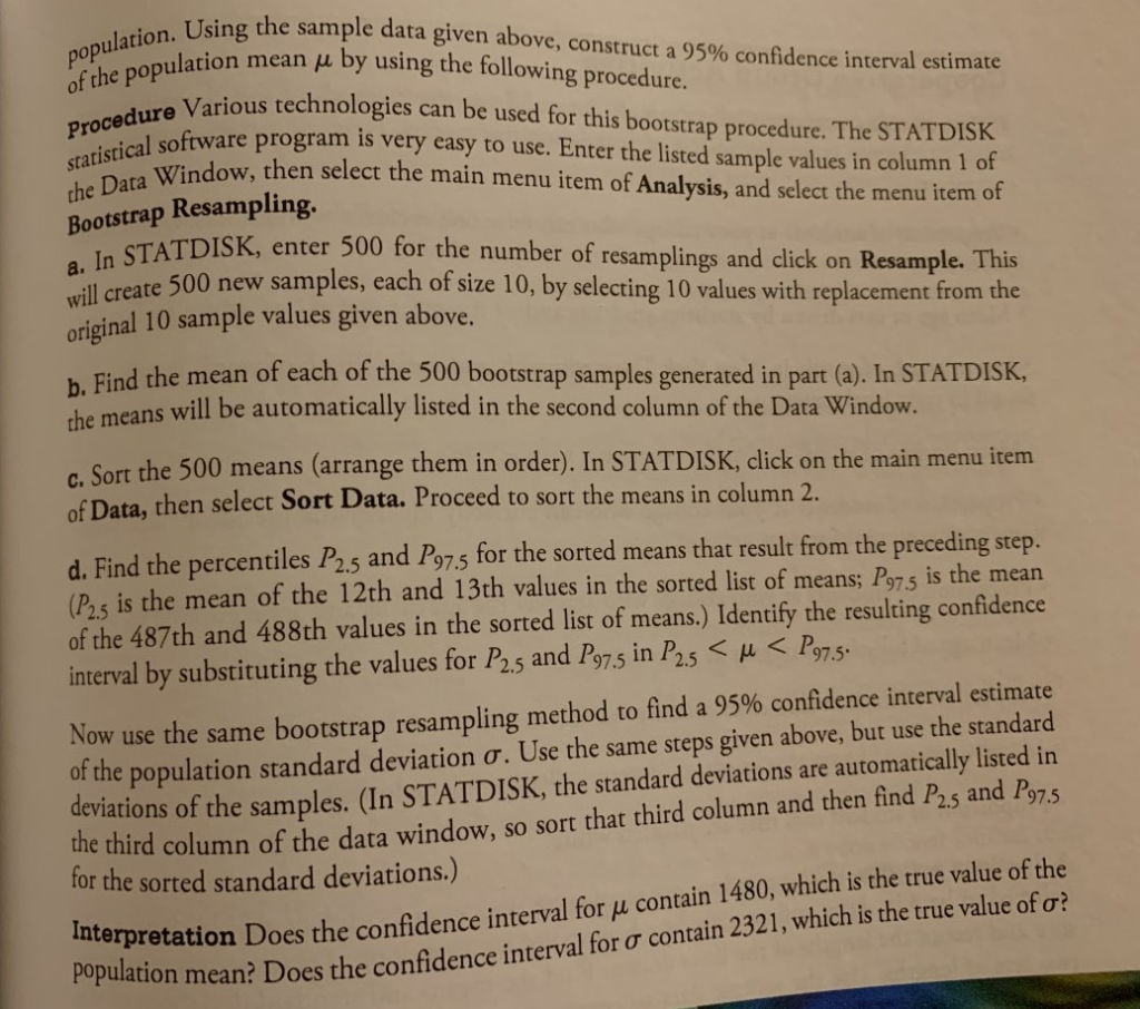 Solved Technology Project Bootstrap Resampling The bootstrap | Chegg.com