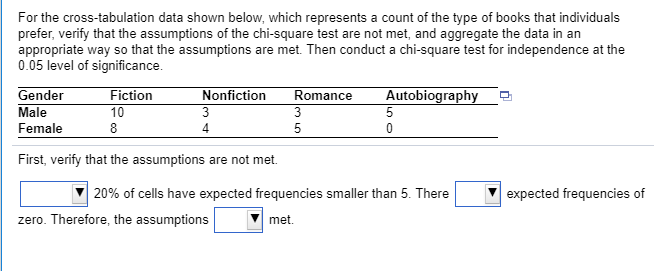 Solved For the cross-tabulation data shown below, which | Chegg.com