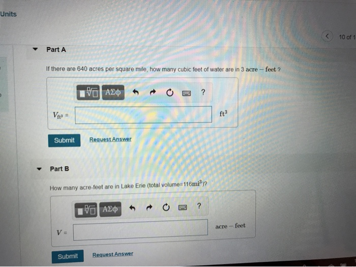 Solved Units 10 of 1 Part A If there are 640 acres per | Chegg.com