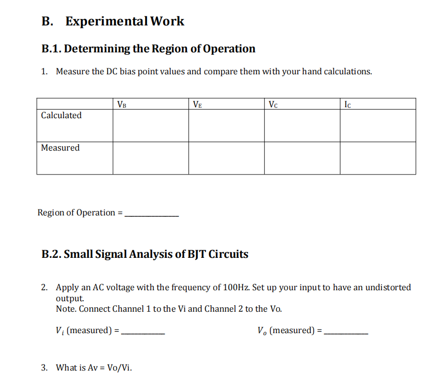 Solved 1. Calculate the DC bias values for the circuit | Chegg.com