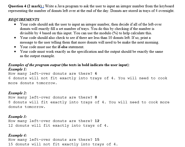 Solved representing the number of donuts left over at the | Chegg.com