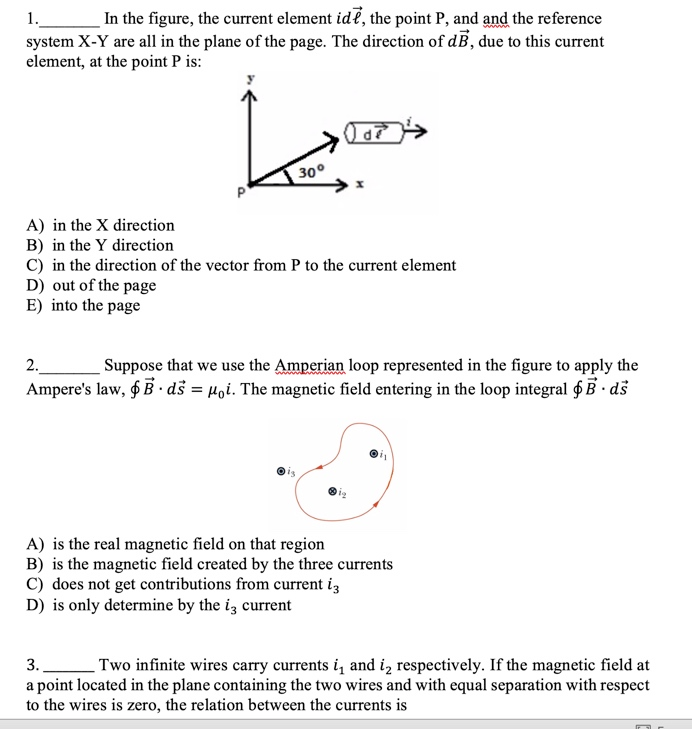 Solved 1. In the figure, the current element idé, the point | Chegg.com
