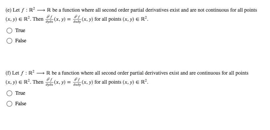 Solved (e) Let f:R2 R be a function where all second order | Chegg.com