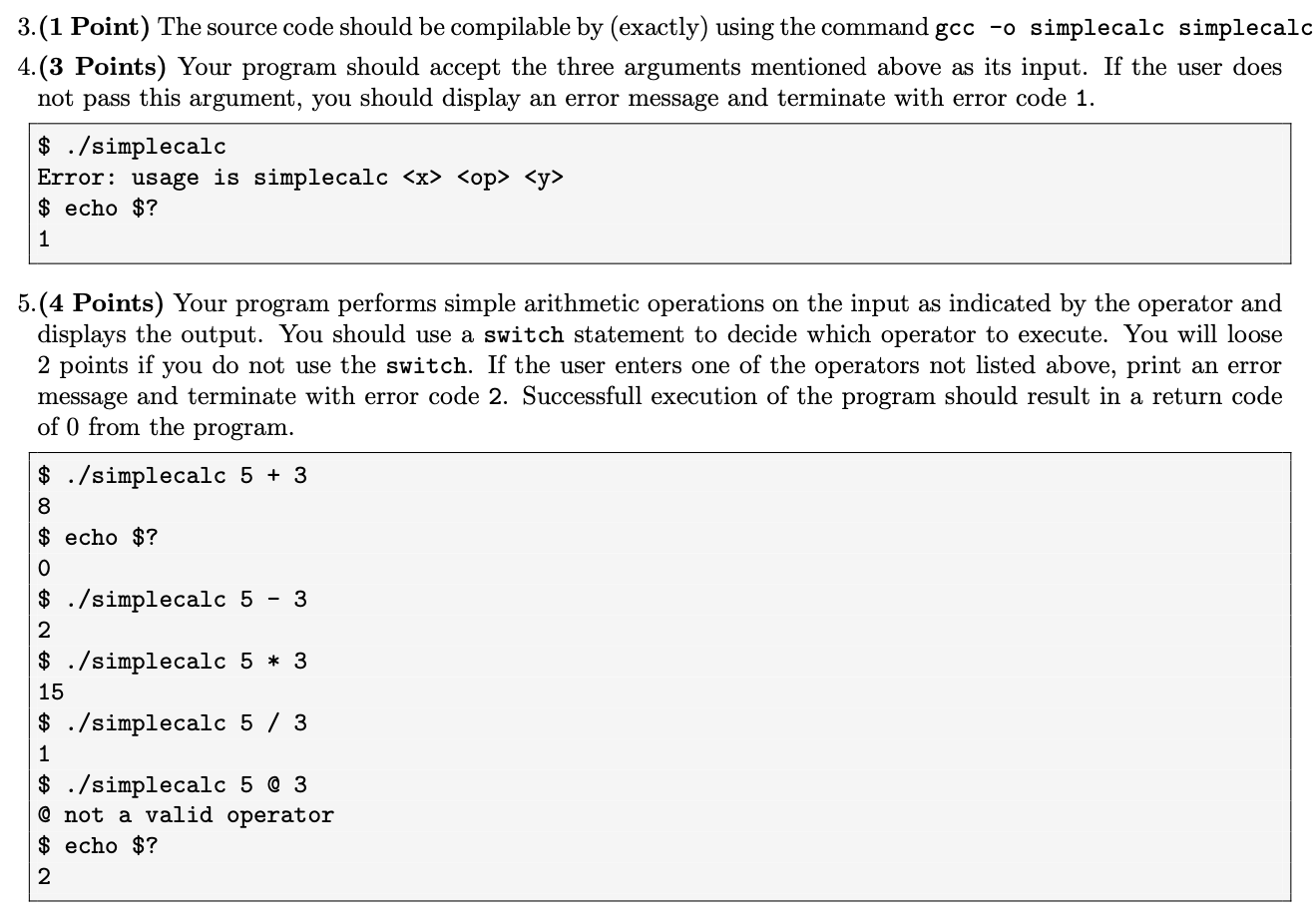 Solved Ex. 1 – A Simple Interger Calculator (9 Points) In | Chegg.com