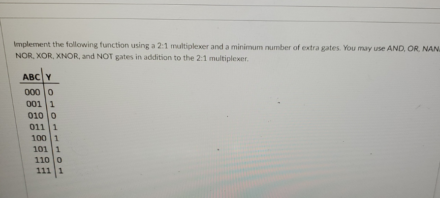 Solved Implement the following function using a 2:1 | Chegg.com