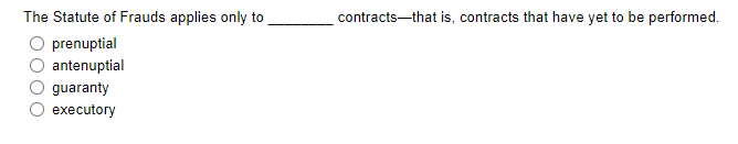 Solved The Statute of Frauds applies only to contracts-that | Chegg.com