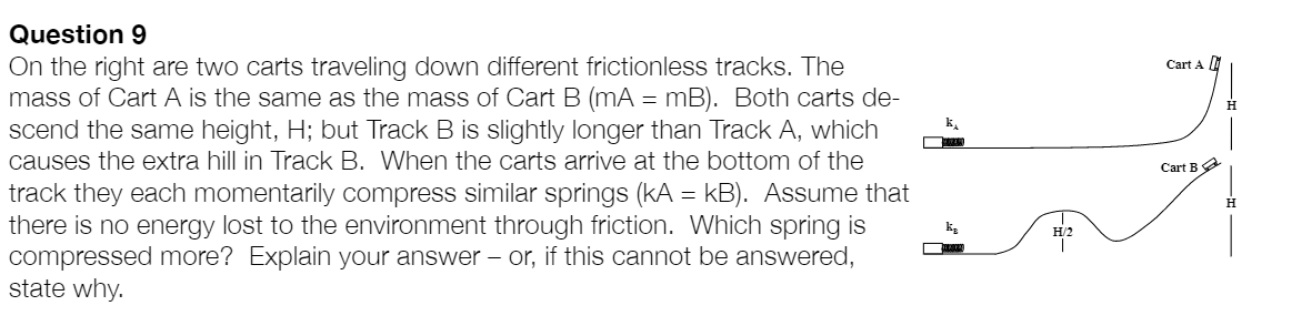 Solved Question 9 On the right are two carts traveling down | Chegg.com