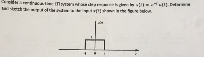 Solved Consider a Continuous-time LTI system whose step | Chegg.com