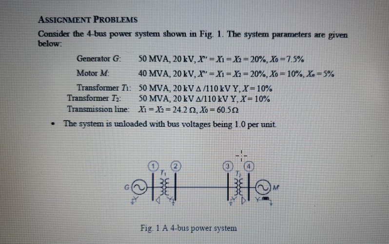 Solved ASSIGNMENT PROBLEMS Consider the 4 bus power system | Chegg.com