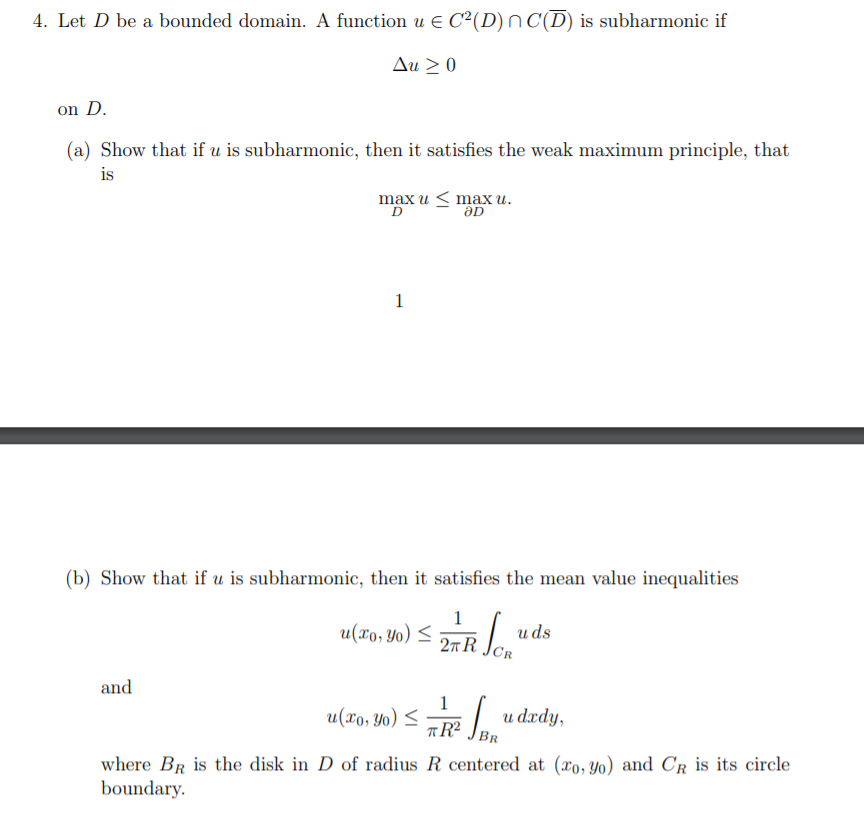 Solved 4. Let D be a bounded domain. A function u € C²(D) | Chegg.com