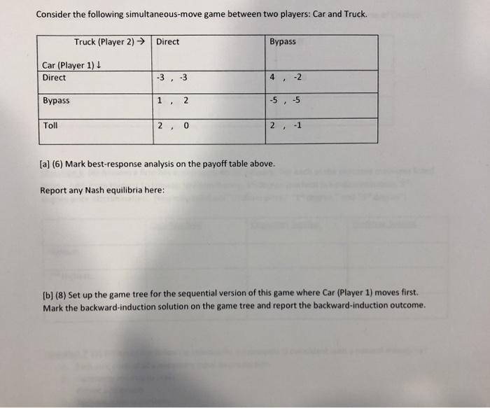 Solved Consider the following simultaneous-move game between | Chegg.com