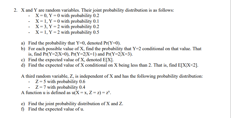 Solved X and Y are random variables. Their joint probability | Chegg.com