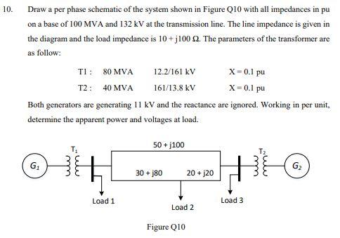 Solved 10. Draw a per phase schematic of the system shown in | Chegg.com