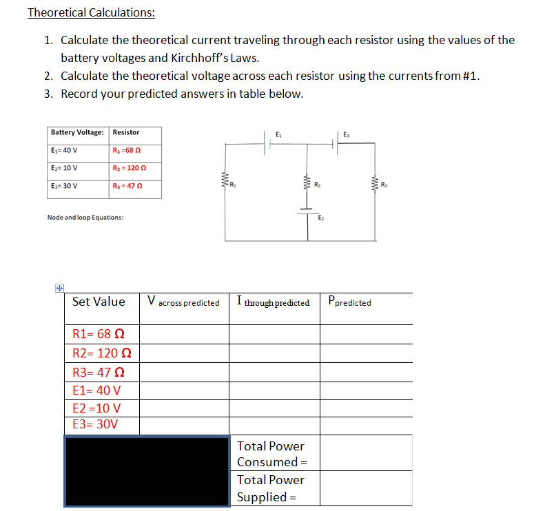 Solved Theoretical Calculations: 1. Calculate the | Chegg.com