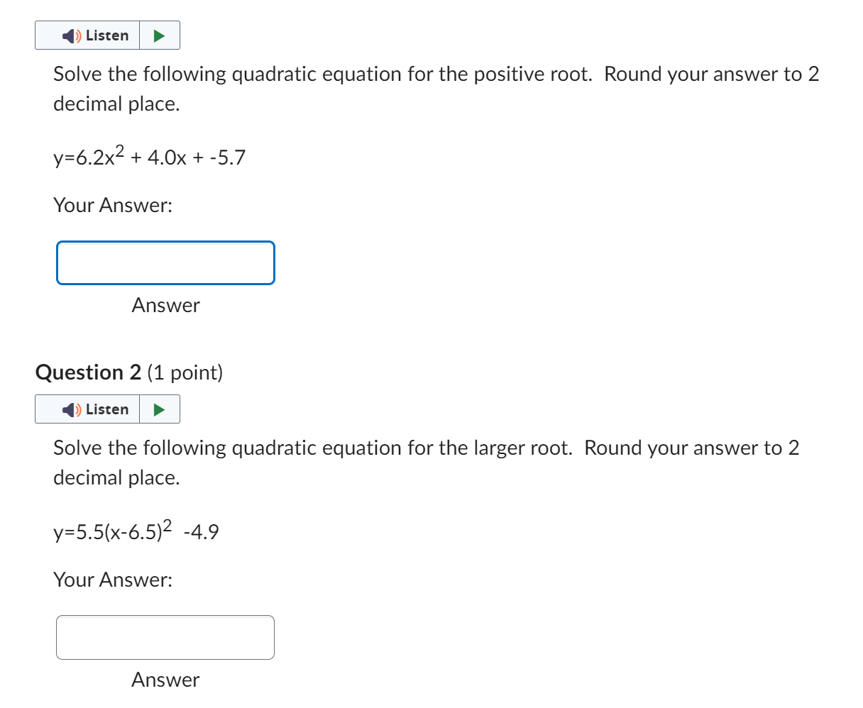 Solved Solve the following quadratic equation for the | Chegg.com