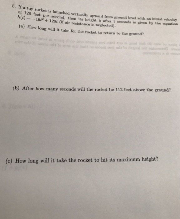 Solved If a toy rocket is launched vertically upward from | Chegg.com