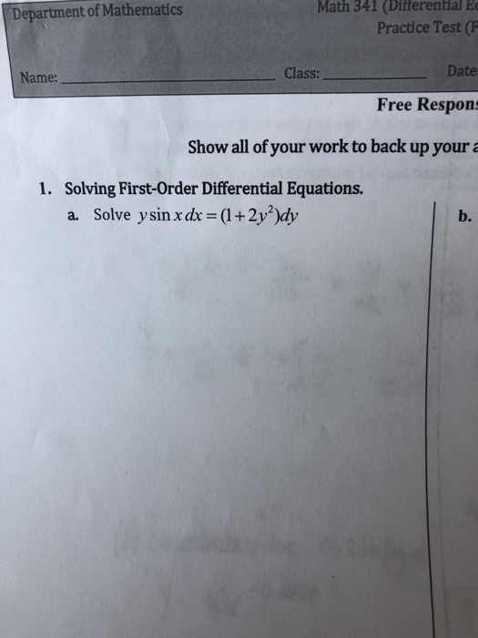 Solved Math (Differential E 341 Department of Mathematics | Chegg.com