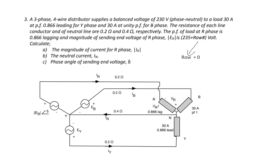 Solved 3. A 3-phase, 4-wire distributor supplies a balanced | Chegg.com