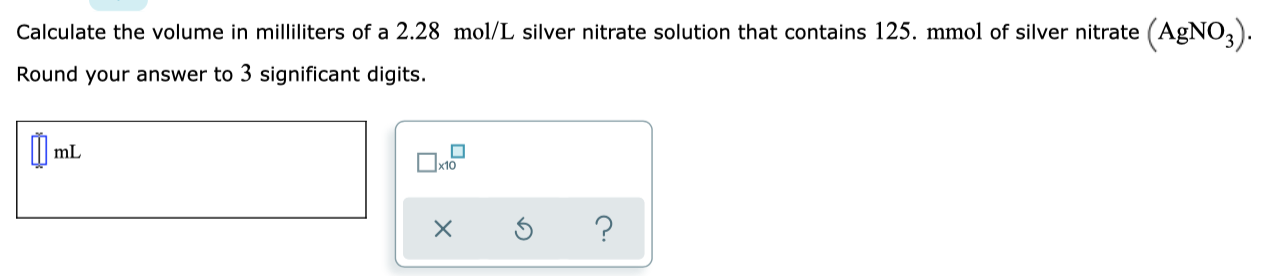 Solved Calculate the volume in milliliters of a 2.28 mol/L | Chegg.com