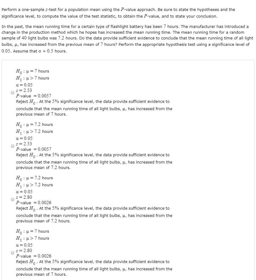 Solved Perform A One sample Z test For A Population Mean Chegg solved-perform-a-one-sample-z-test-for-a-population-mean-chegg