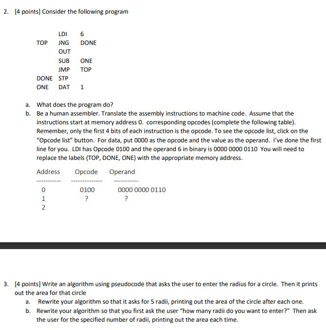 Solved 2. [4 points) Consider the following program LDI 6 | Chegg.com