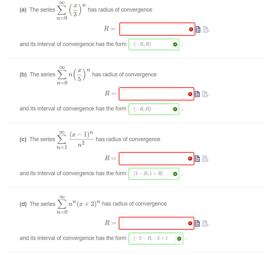 Solved Determine the radii and forms of the intervals of | Chegg.com