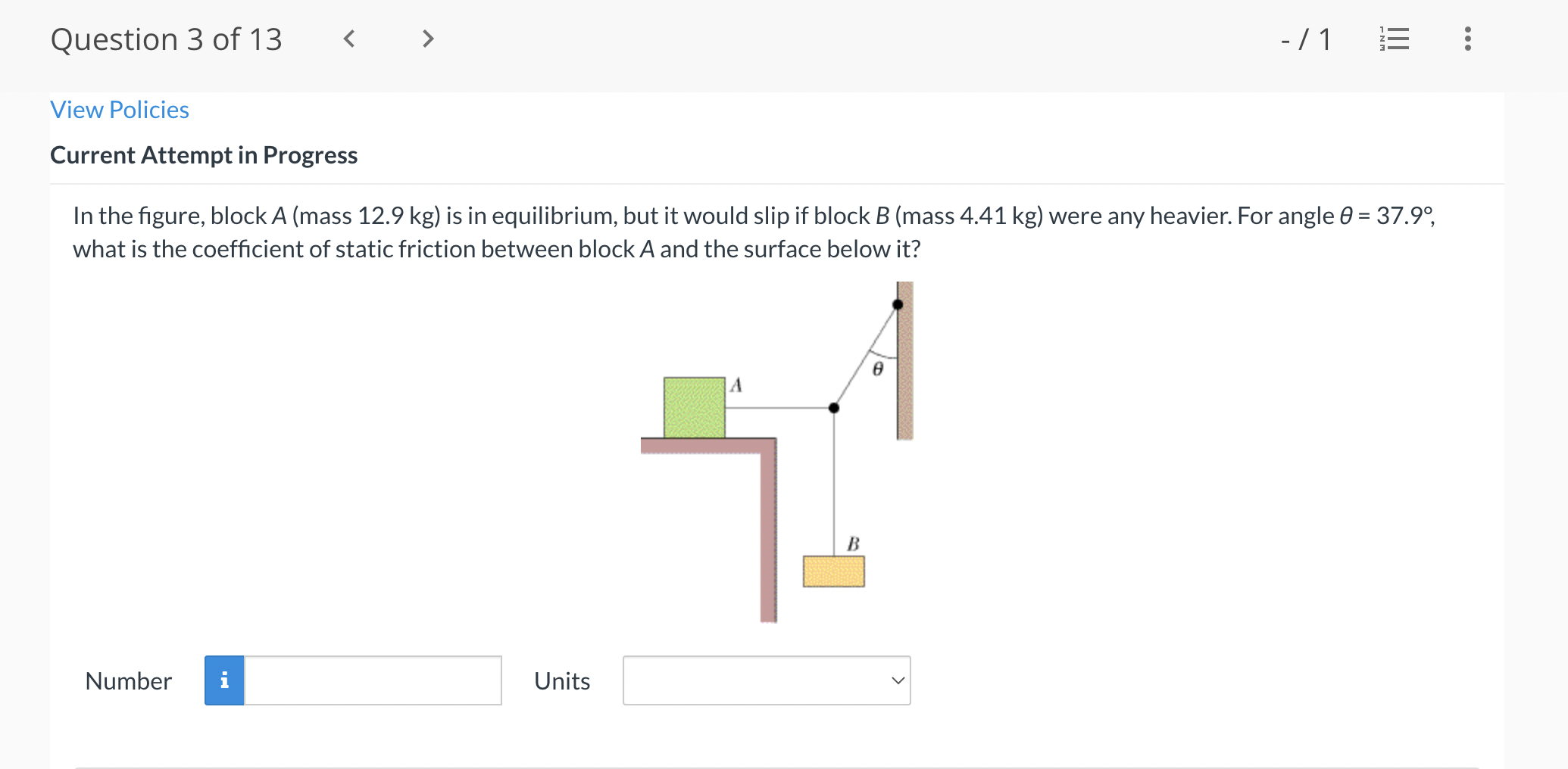 Solved In the figure, block A (mass 12.9 kg ) is in | Chegg.com