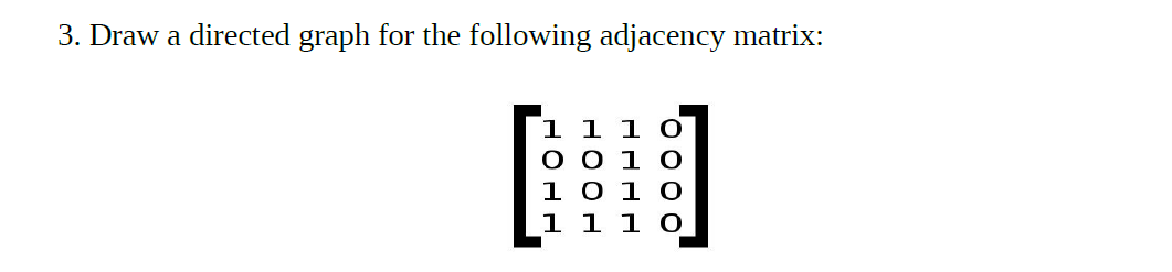 Solved 3. Draw a directed graph for the following adjacency | Chegg.com