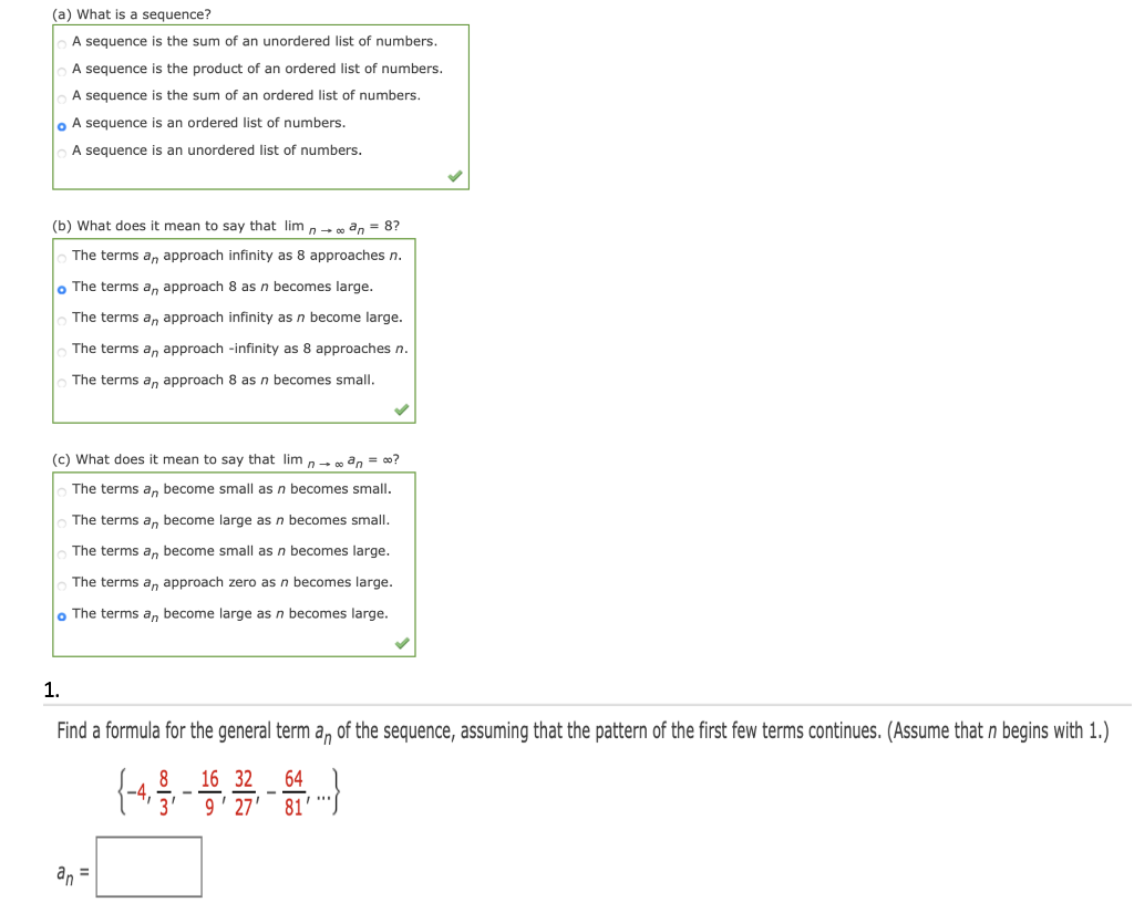 Solved (a) What is a sequence? A sequence is the sum of an | Chegg.com