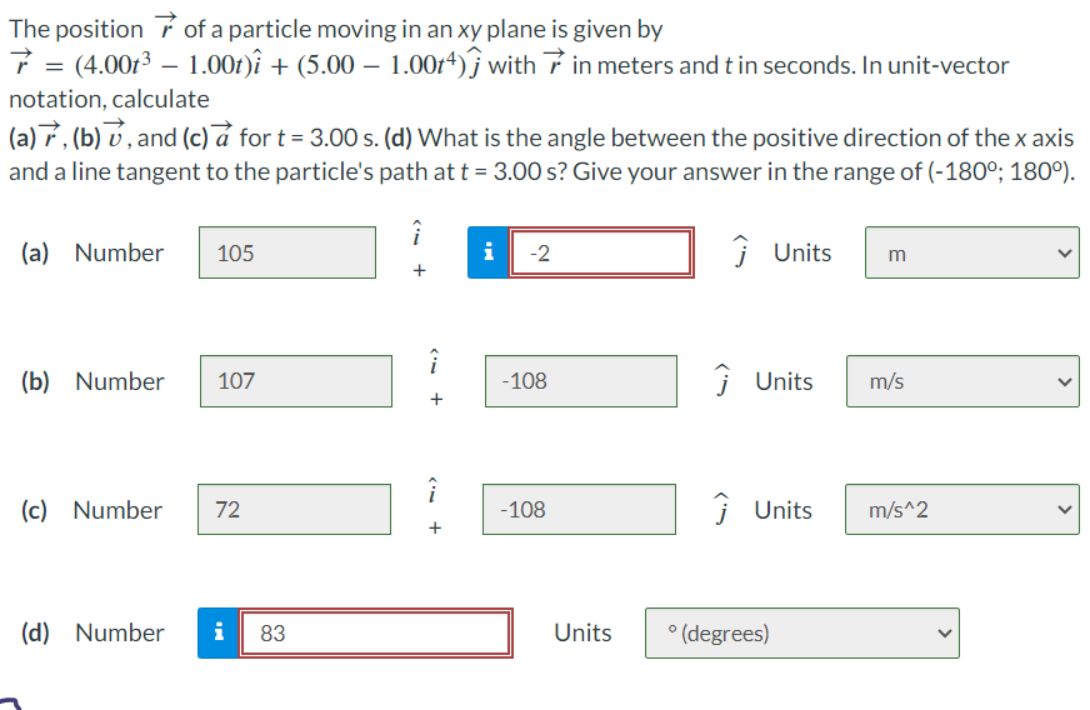 Solved The position r of a particle moving in an xy plane is | Chegg.com