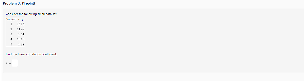 Solved Consider the following small data set. Find the | Chegg.com