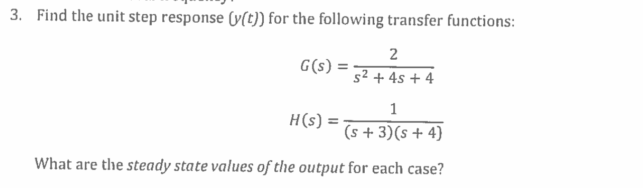 Solved 3 Find The Unit Step Response Yt For