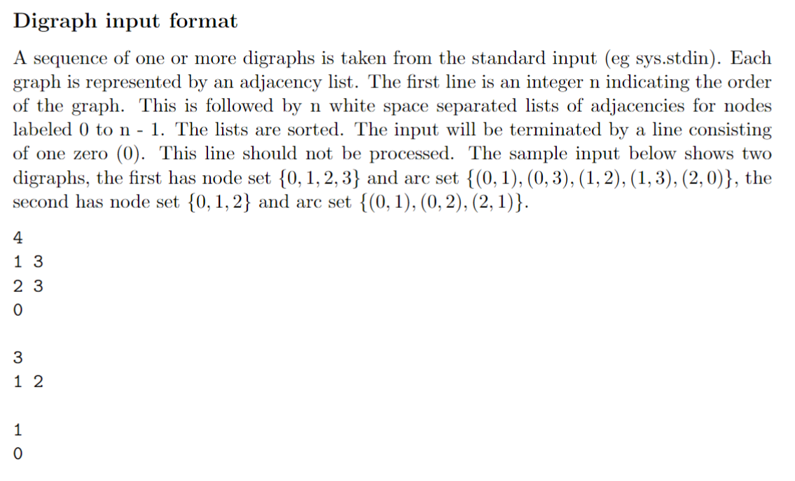 Solved Digraph Input Format A Sequence Of One Or More 