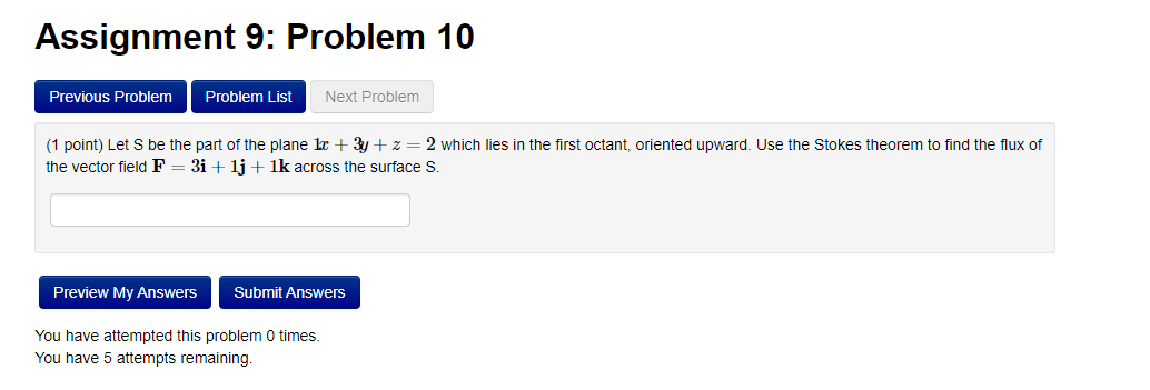 Solved Assignment 9 Problem 10 Previous Problem Problem 