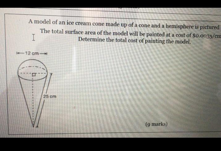 Solved A model of an ice cream cone made up of a cone and a | Chegg.com