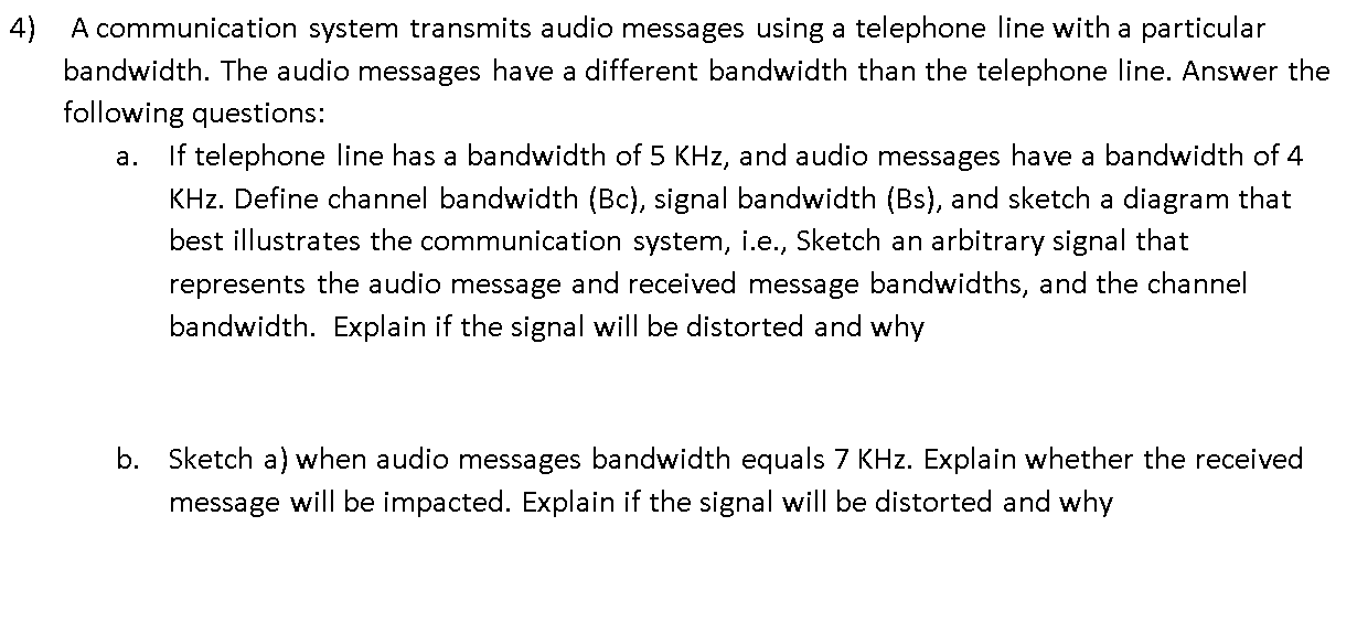 Solved A communication system transmits audio messages using | Chegg.com